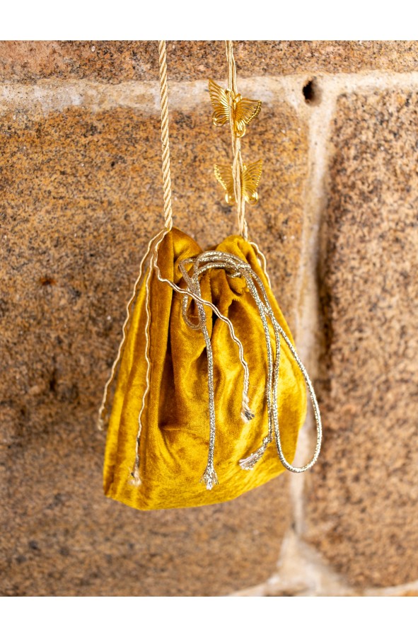 Medieval golden velvet bag