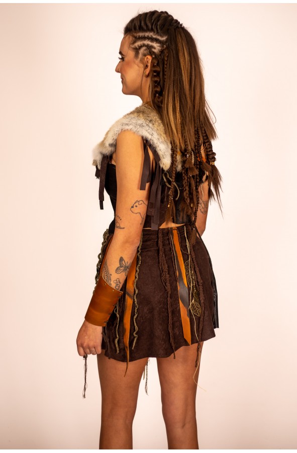 Medieval Rabbit Fur Shoulder Armor with Leather Straps and Buckle ...