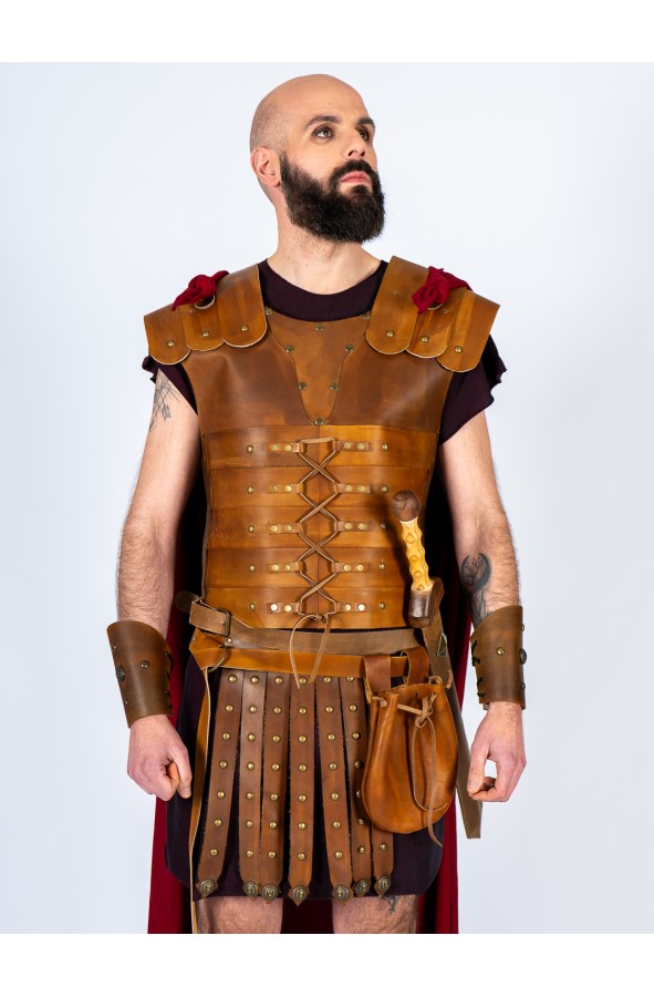 Roman brown leather vintage Lorica Segmentata