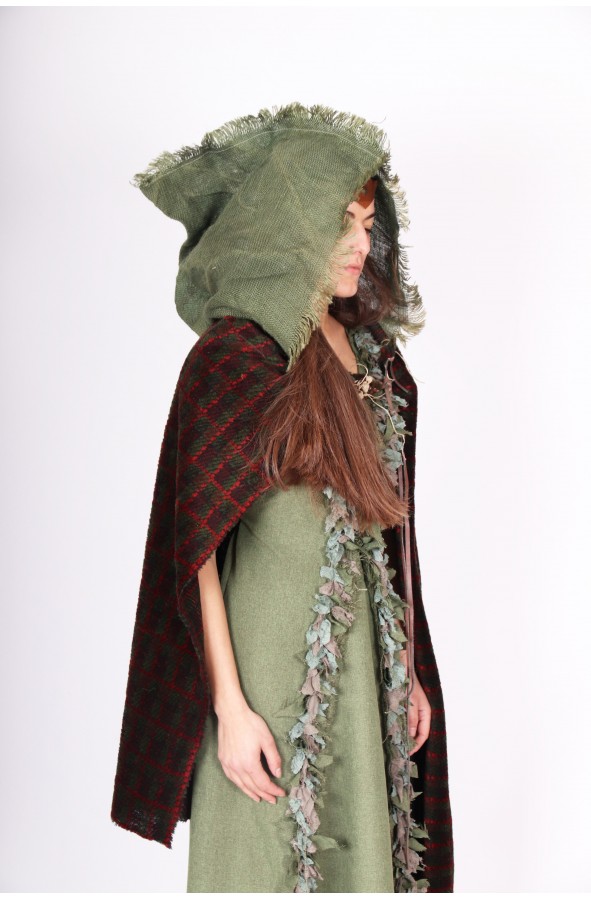 Celtic plaid hooded cloak